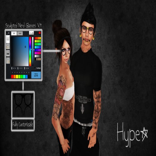 Second Life Marketplace Hype Sculpted Nerd Glasses V4 Unisex